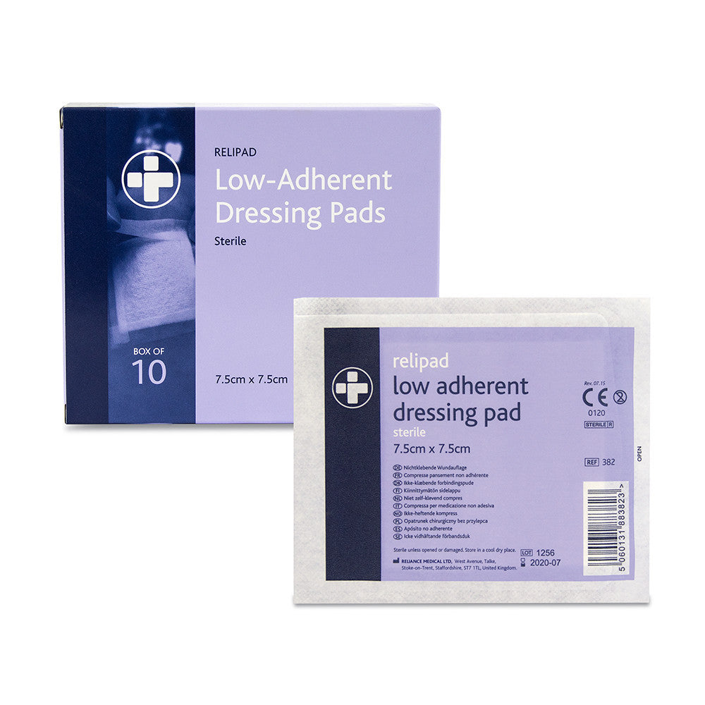 Relipad Low-Adherent Dressing Pads 7.5cm x 7.5cm Box of 10 – Reliance ...